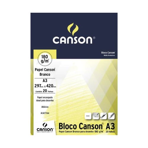 Bloco desenho a3 180g branco 20 fls canson ref 66667165 - Pamaris